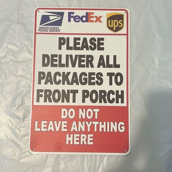 No Brand | Accents | 8x2 Metal Tin Sign Please Deliver All Packages To ...